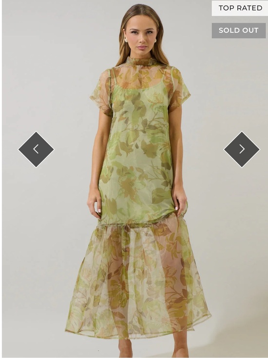 Sugarlips | Dresses | Sugarlips Green Floral Organza Maxi Dress | Poshmark